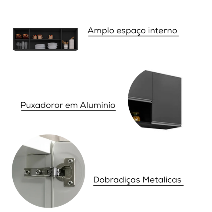 Armario Aereo 2Port BP Maya 150cm Eratto Moveis Milani Store