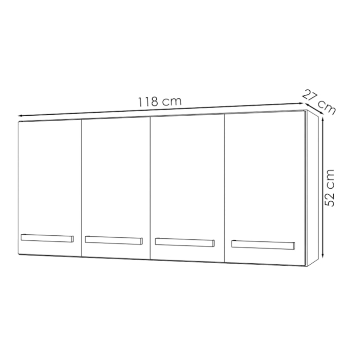 Armario Aereo 4 Portas e Balcao 120cm Branco Mobbs l Milani Store