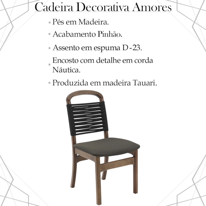 Cadeira Decorativa Vinil Corda Nautic Preto Pn Nac l Milani Store