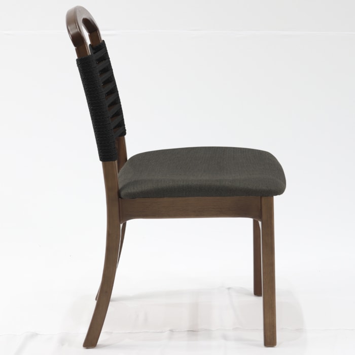 Cadeira Decorativa Vinil Corda Nautic Preto Pn Nac l Milani Store