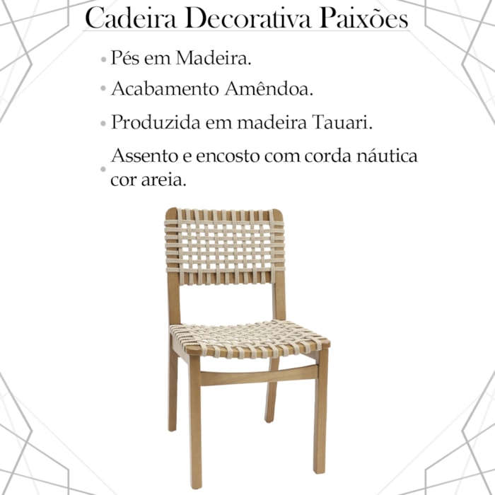 Kit 2 Cadeira Decorativa Corda Nautic Areia Ad Nac l Milani Store