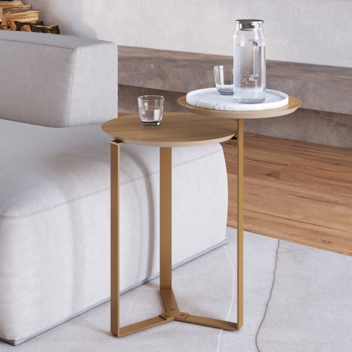 Mesa Chanfrada Pe Metal Dourado Hanover Artesano I Milani Store