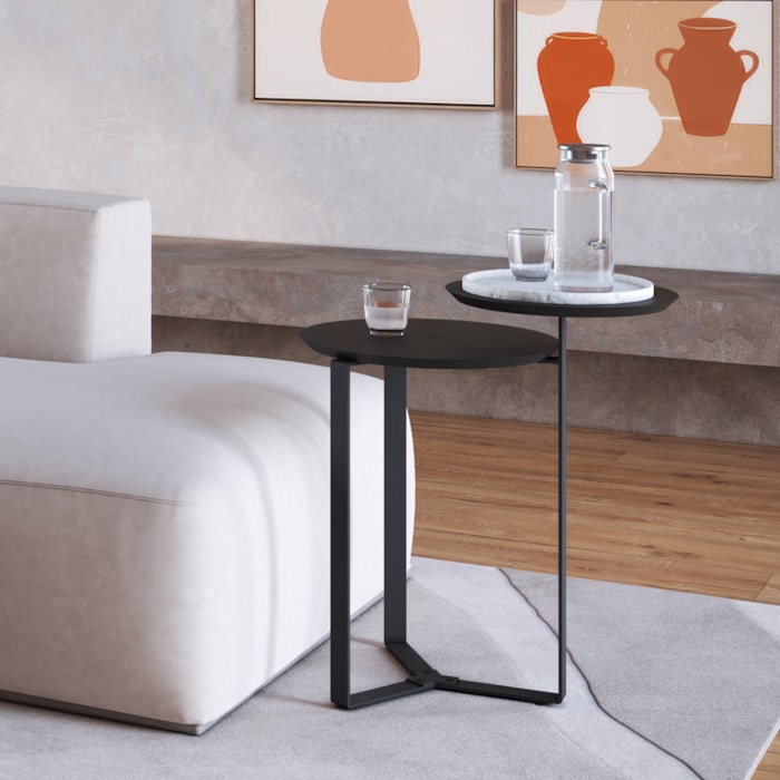 Mesa Chanfrada Pe Metal Preto Nero Artesano I Milani Store