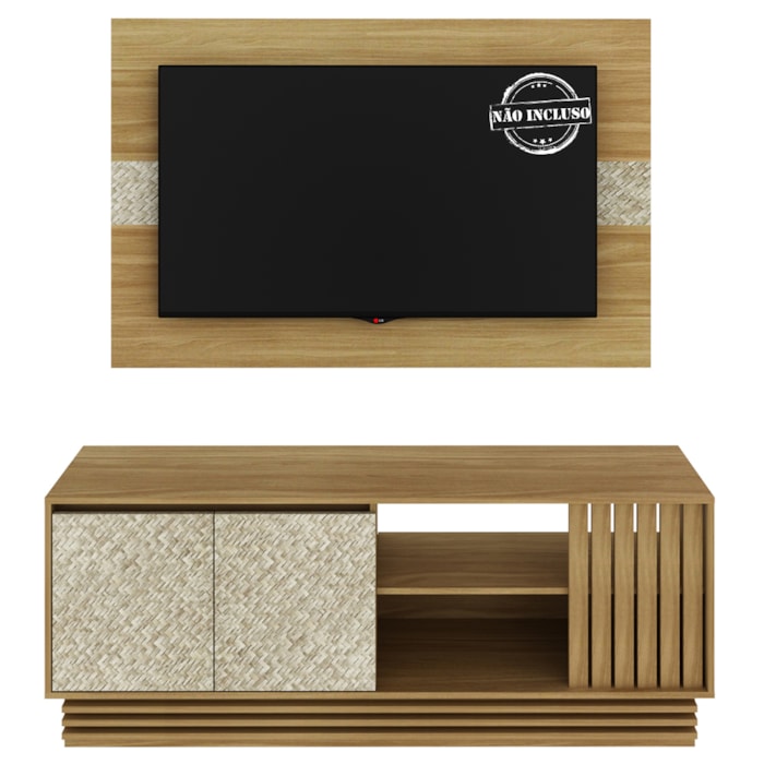 Rack E Painel P/ Tv 42 Polegadas Natural Palha | Milani Store